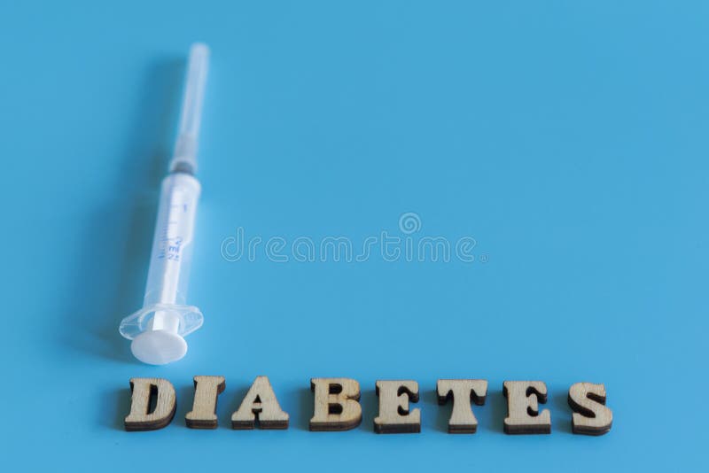 Diabetes Inscription on a Blue Background. Copy Space Stock Photo ...