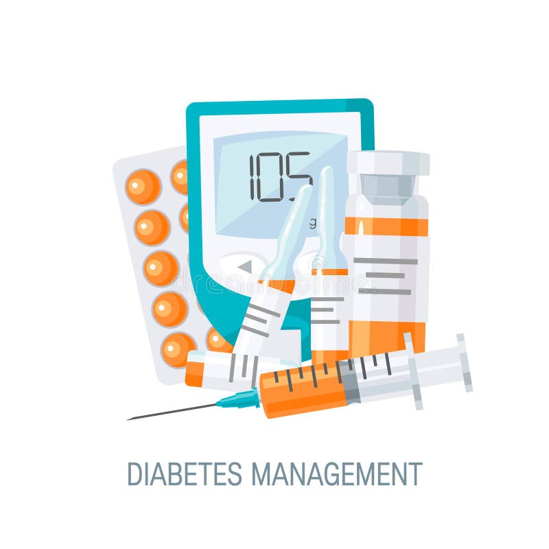 Diabetes Management Concept In Flat Style Stock Illustration