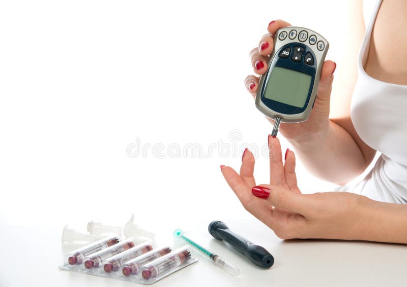 Diabetes Patient Measuring Glucose Level Blood Test Stock Photo - Image ...