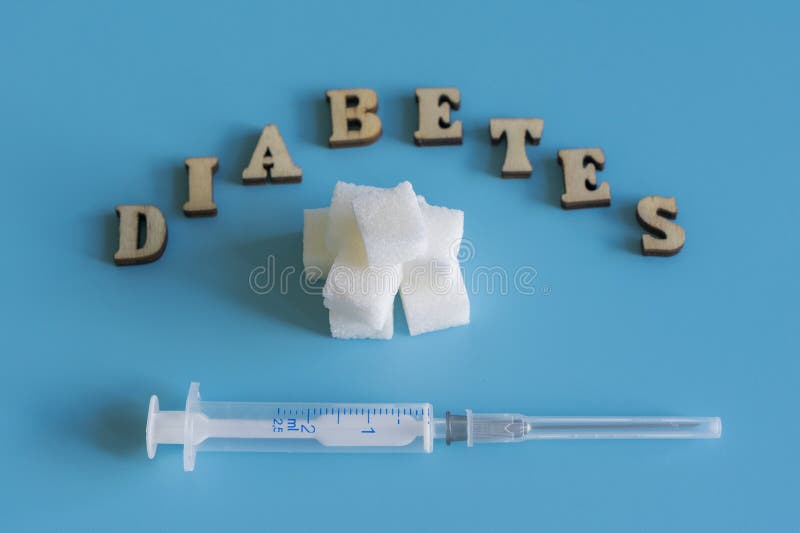 Diabetes Inscription on a Blue Background. Copy Space Stock Photo ...