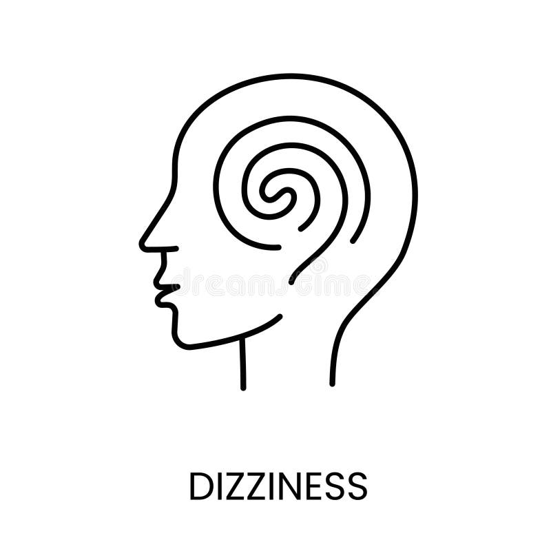 Diabetes Symptom Dizziness Line Vector Icon with Editable Stroke Stock ...