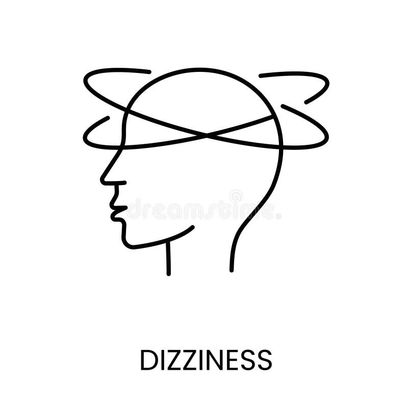 Diabetes Symptom Dizziness Line Vector Icon with Editable Stroke Stock ...