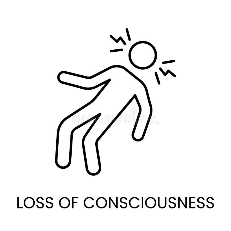 Diabetes Symptom Loss of Consciousness Line Vector Icon with Editable ...