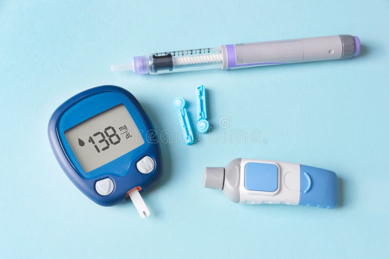 Diabetic Kit. Glucometer, Insulin, Lancing Device Stock Image - Image ...