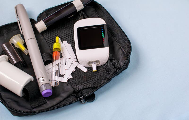 Diabetic Kit. Glucometer, Insulin, Lancing Device Stock Image - Image ...