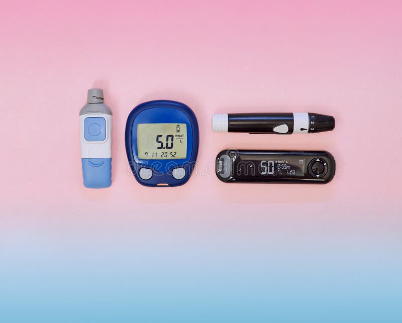 Diabetic Kit: Two Types of Glucometers, Test Strips, Lancet. Stock ...
