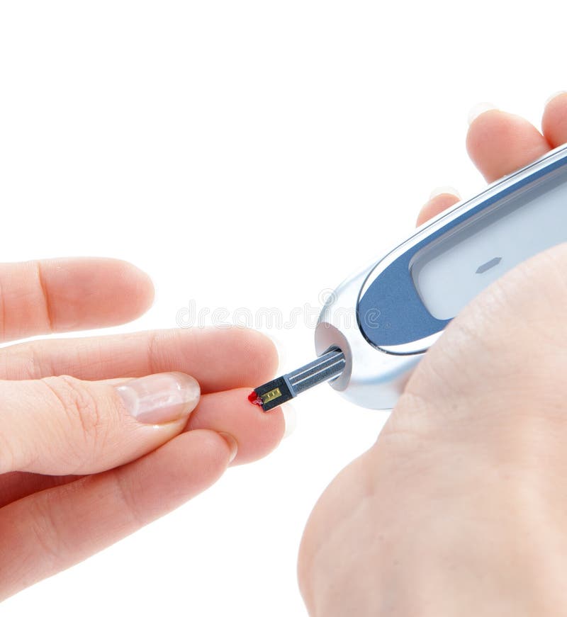Diabetic Patient Measuring Glucose Level Blood Test Stock Photo - Image ...