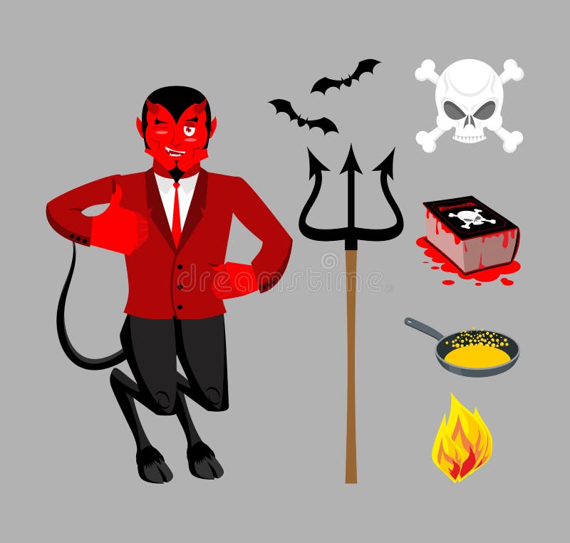 Diable Et Accessoires Ensemble Satanique Trident Et Feu D'enfer Noir ...