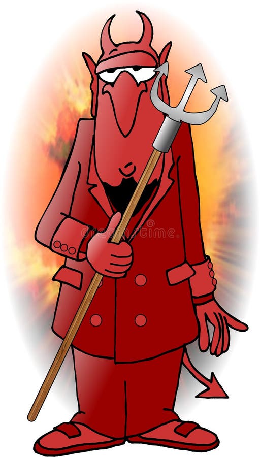 Diable Rouge Avec Une Fourche Illustration Stock - Illustration du ...
