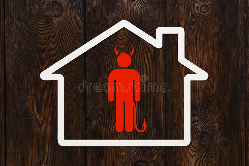 Diable Rouge De Papier Avec Dans La Maison Concept Abstrait Photo stock ...