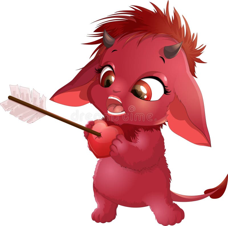 Diable rouge mignon illustration de vecteur. Illustration du orange ...