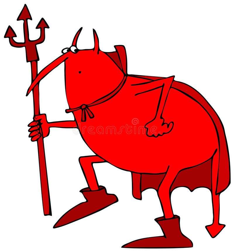 Diable Rouge Avec Une Fourche Illustration Stock - Illustration du ...