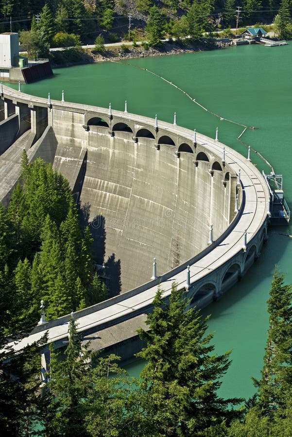 Diablo Dam stock photo. Image of generator, water, trees - 28672418