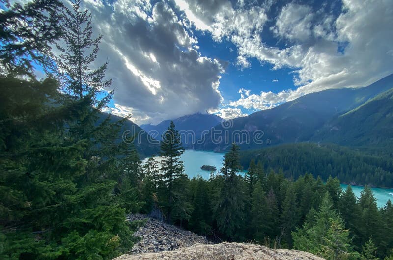 Diablo Lake Vista Point Mountain and Lake Stock Image - Image of nature ...