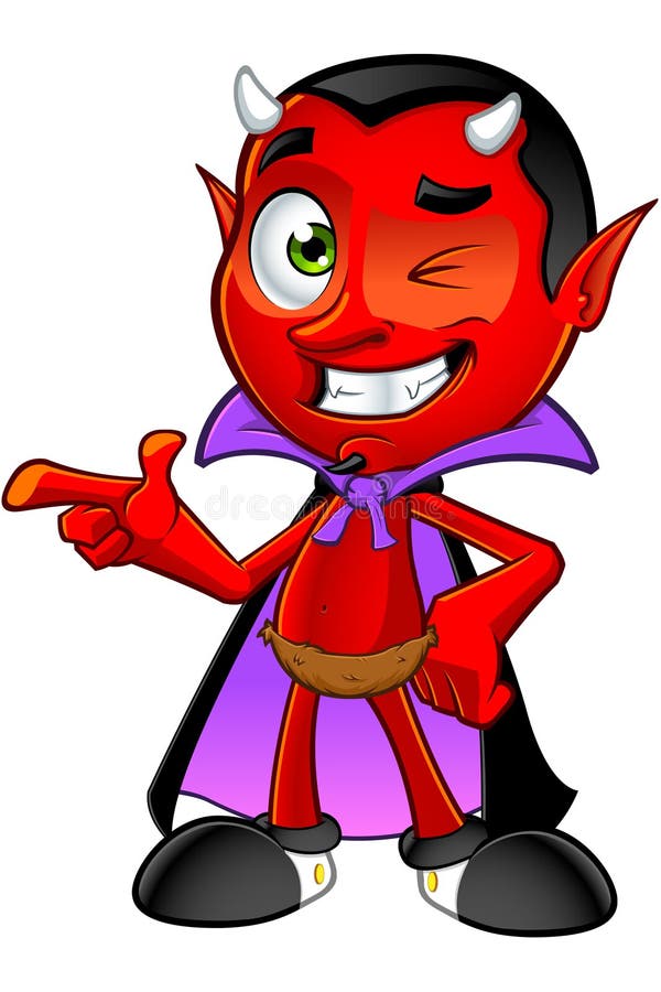 Diabo Dos Desenhos Animados - Apontando Ilustração do Vetor ...