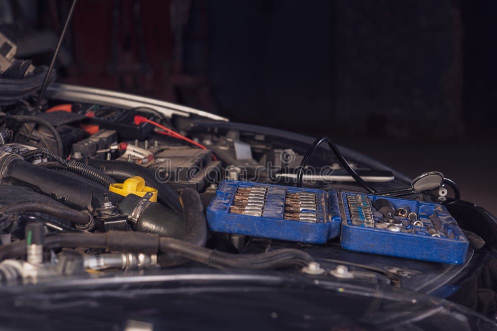 .Diagnosis of Car Engine Failure Stock Photo - Image of motor ...