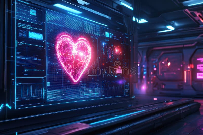 Diagnostic Medical Screen Displays Heart Data with Colorful Visual ...