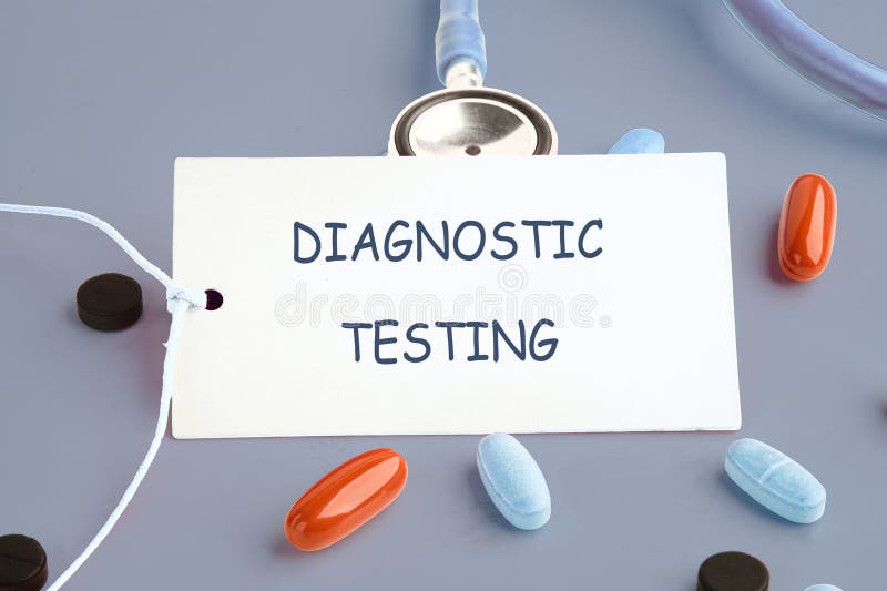 Diagnostic Testing Label Surrounded by Various Types of Medication ...