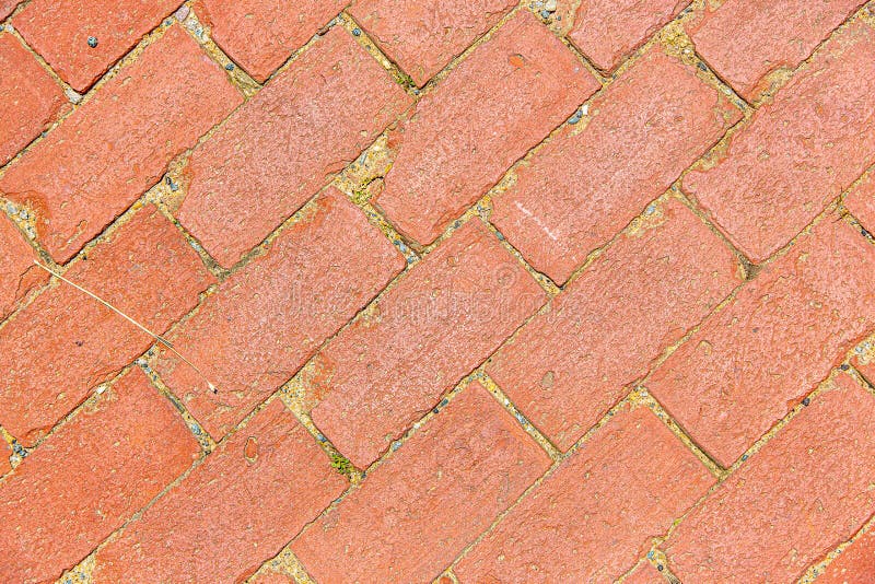 Diagonal Aged Red Brick Walkway Pattern Stock Image - Image of line ...
