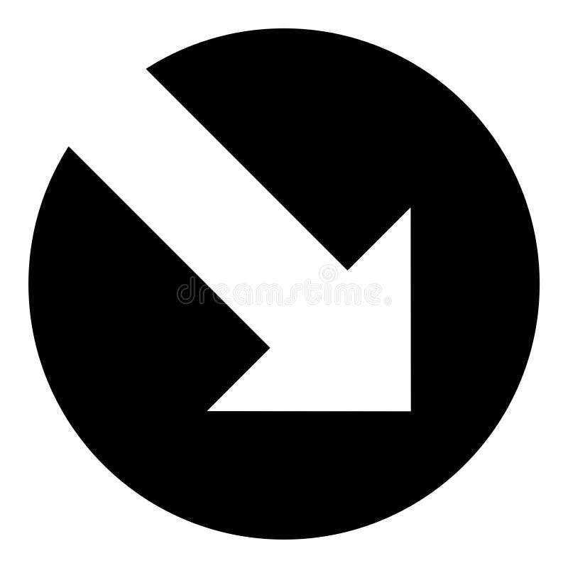 Diagonal Arrow Icon Down on Simple Black Button Stock Illustration ...