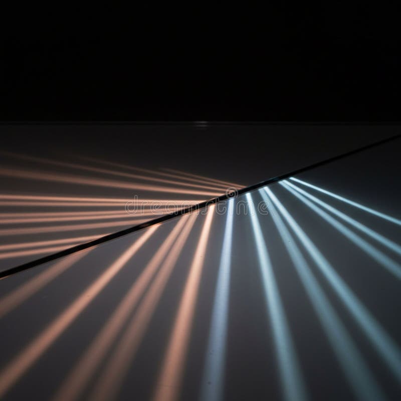 Diagonal Beams of Colored Light, One Set Orange and the Other Blue ...