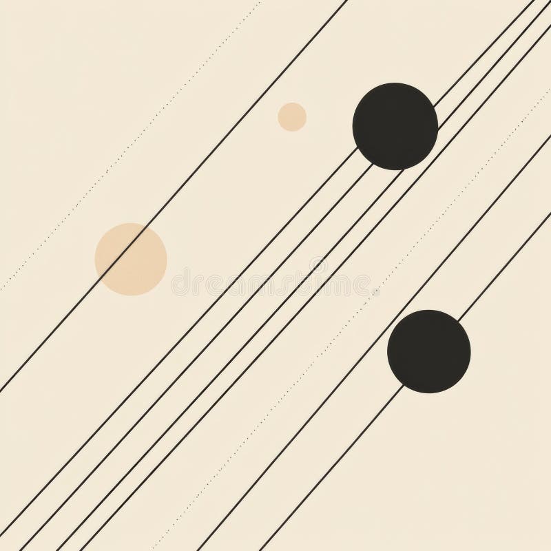 Diagonal Black Lines Intersect with Circles of Different Sizes Against ...