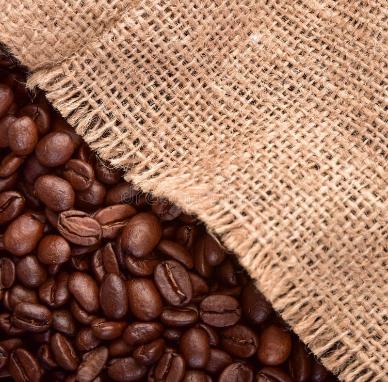 Diagonal Burlap and Coffee Beans Stock Photo - Image of brown ...