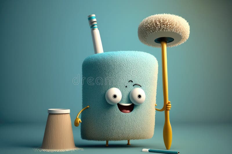 Diagonal Composition Featuring Funny Character Toilet Brush, with ...