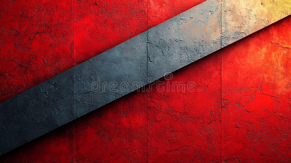 Diagonal Concrete Beam is Casting a Shadow on a Red Wall, Creating a ...