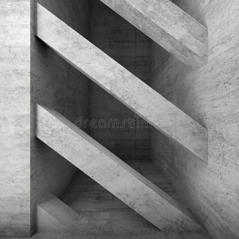 Diagonal Concrete Beams. 3d Interior Stock Illustration - Illustration ...