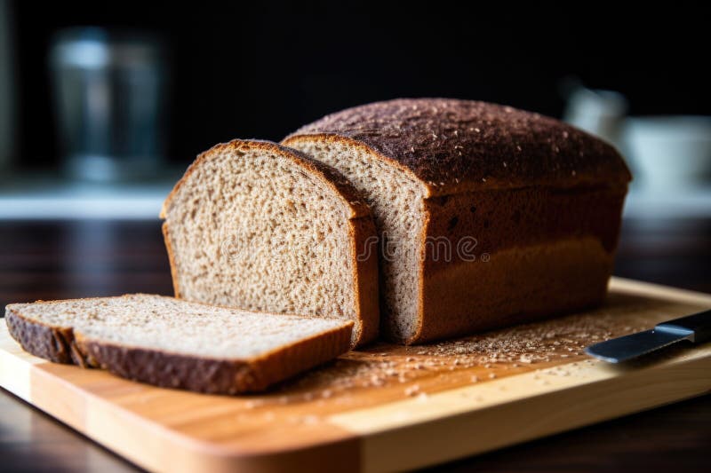 Diagonal Cut of Sprouted Grain Bread Showing Texture Stock Photo ...