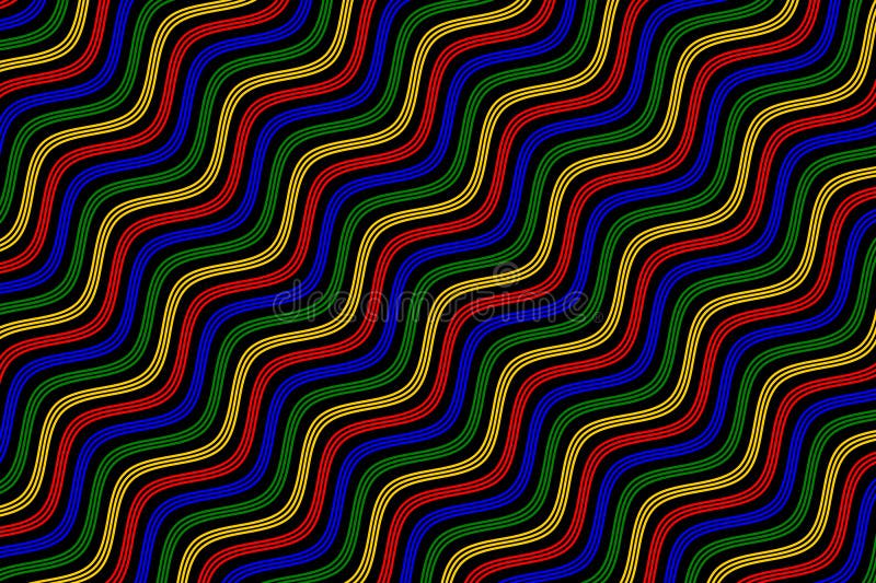 Rainbow Sea Wave Lines Repeating Pattern on Black Background Vector ...
