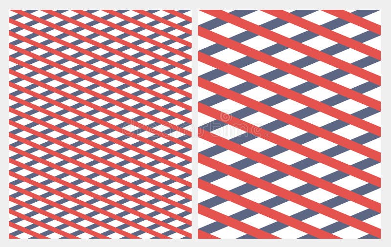 Diagonal Grid with Red and Blue Stripes Isolated on a White Backgroud ...
