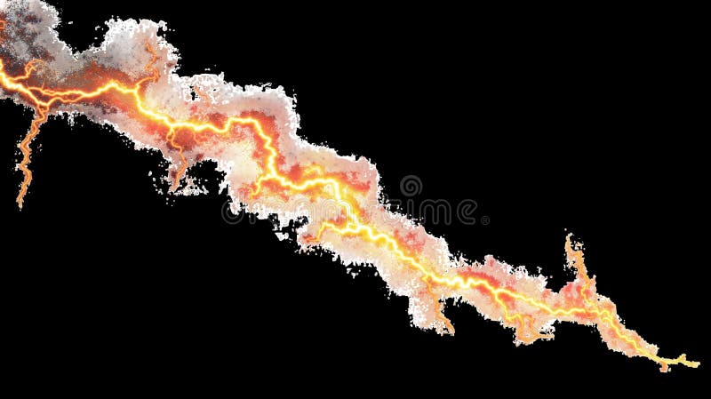 Diagonal Jagged Lightning Bolt Stroke Isolated on Transparent ...