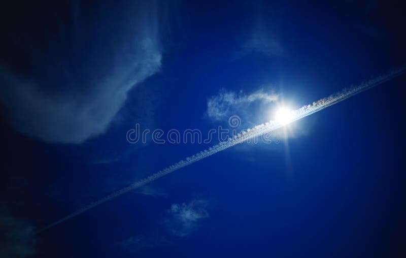 Diagonal Jet Trace on Daylight Sky Backdrop Stock Image - Image of ...