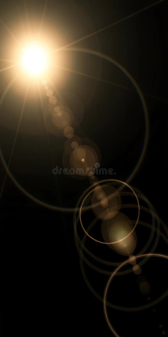 Diagonal Lens Flares from Bright Light Source in Dark Background Stock ...