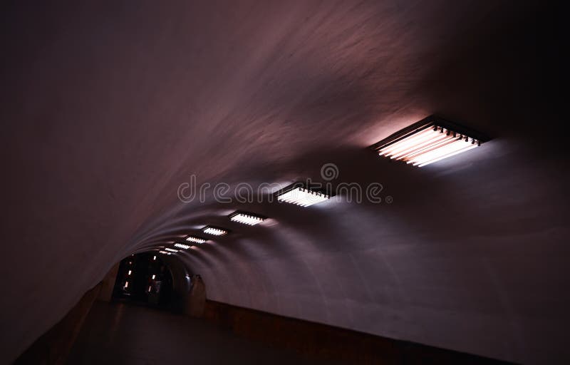 Diagonal Light Lamps in Moscow Metro Stock Image - Image of material ...