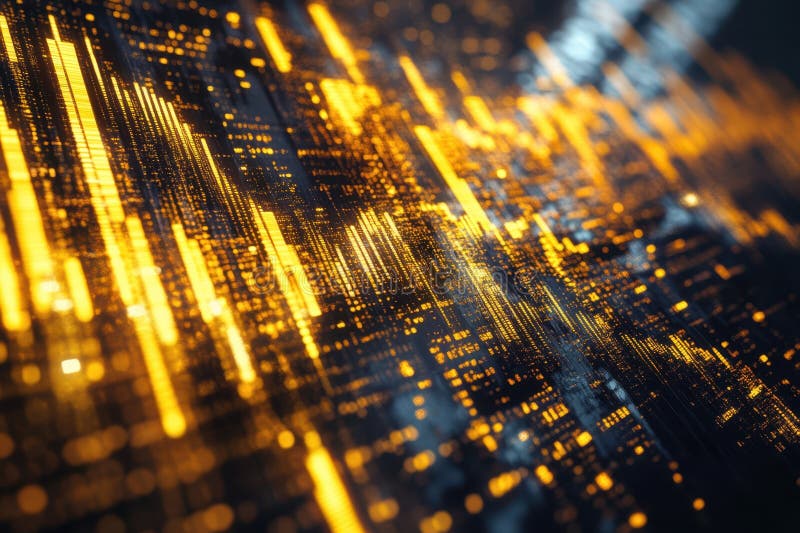 Abstract Representation of Digital Sound Waves with Glowing Lines and ...