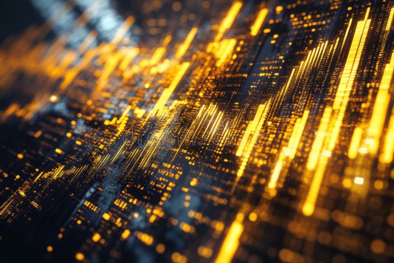 Abstract Representation of Digital Sound Waves with Glowing Lines and ...