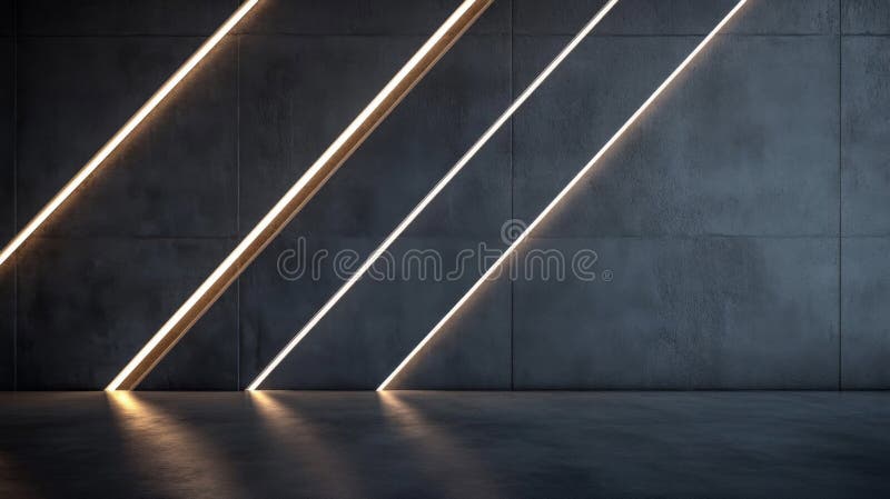 Diagonal Lines of Light on Dark Grey Concrete Wall Stock Illustration ...