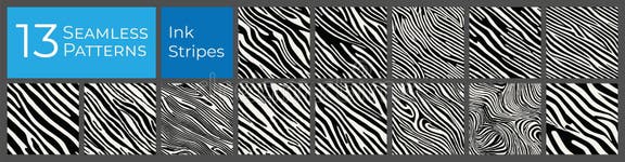 Diagonal Lines Seamless Zebra Pattern Set. Abstract Deco Graphic ...