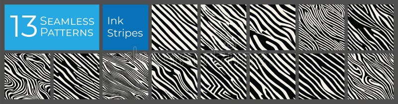 Diagonal Lines Seamless Zebra Pattern Set. Abstract Deco Graphic ...