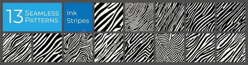 Diagonal Lines Seamless Zebra Pattern Set. Abstract Deco Graphic ...