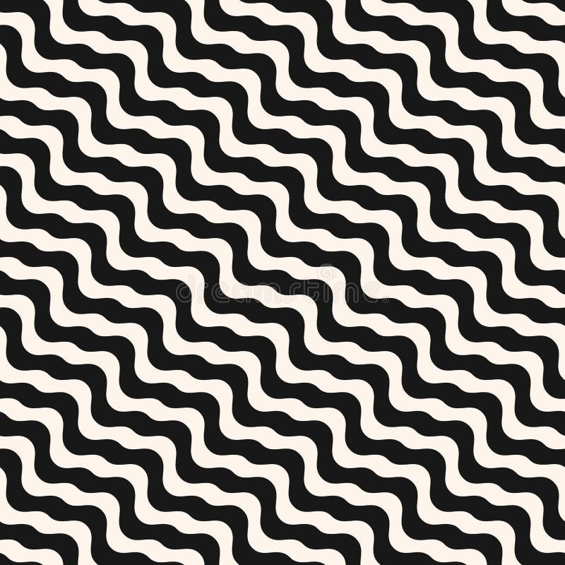 Vector Abstract Wavy Seamless Pattern. Black and White Waves Background ...