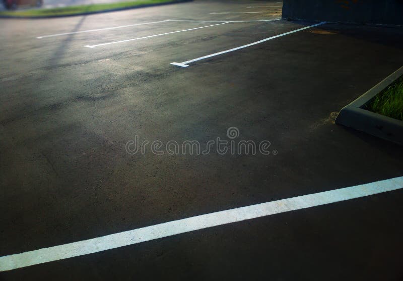 Diagonal Parking Line on Empty Car Parking Background Stock Photo ...