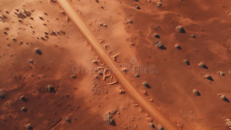 A Diagonal Path through the Arid Desert. Stock Illustration ...