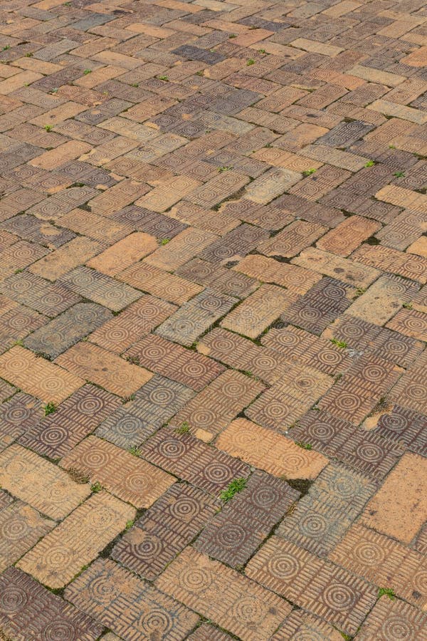 Diagonal Pattern Background of Decorative Brick Pavers Stock Image ...