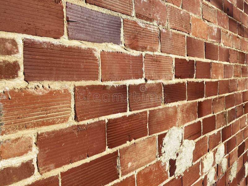 Diagonal Perspective View Old Vintage Red Brick Wall Exterior Structure ...