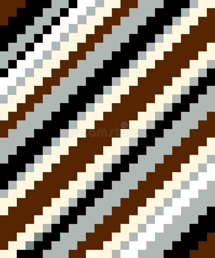 Diagonal Pixel Art Pattern with Brown, Black, Gray, and Cream Tones ...