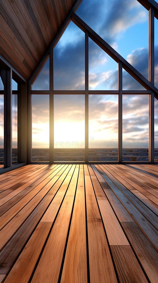 Diagonal Plank Deck on a Wooden Floor, Presented with a Distinctive ...